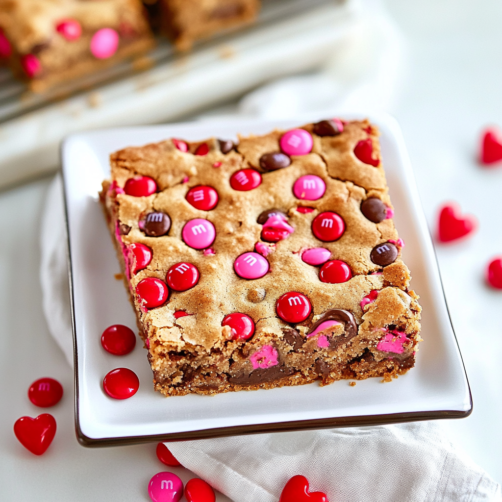 Valentine M&M Cookie Bars