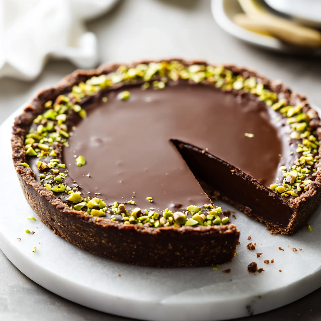 No-Bake Chocolate Tart with Pistachio Paste