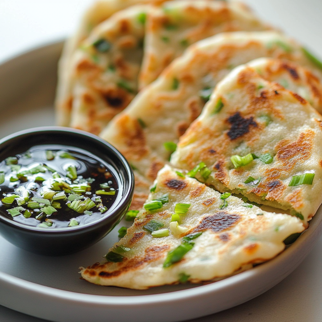 Scallion Pancakes with Dipping Sauce aka Cong You Bing