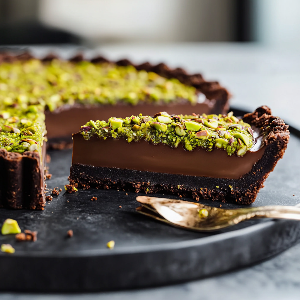 No-Bake Chocolate Tart with Pistachio Paste