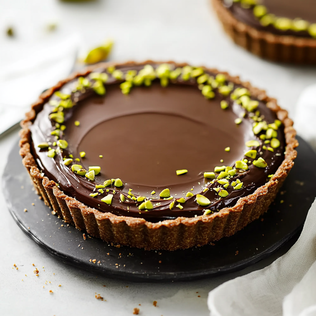 No-Bake Chocolate Tart with Pistachio Paste