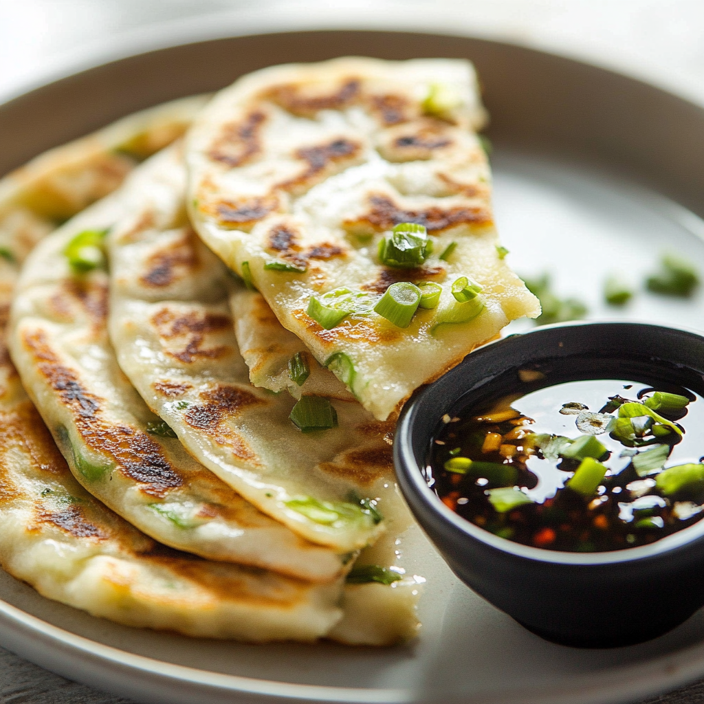 Scallion Pancakes with Dipping Sauce aka Cong You Bing