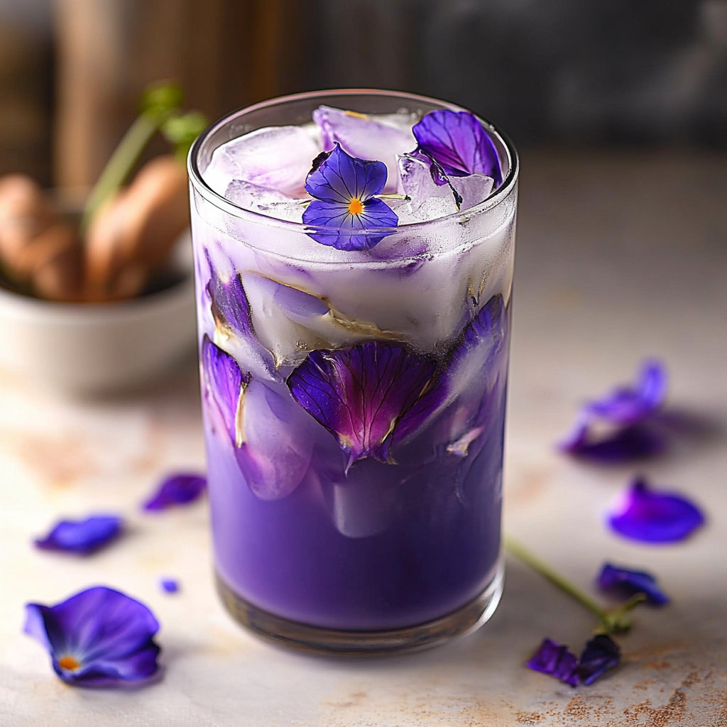 Iced Butterfly Pea Flower Tea Latte