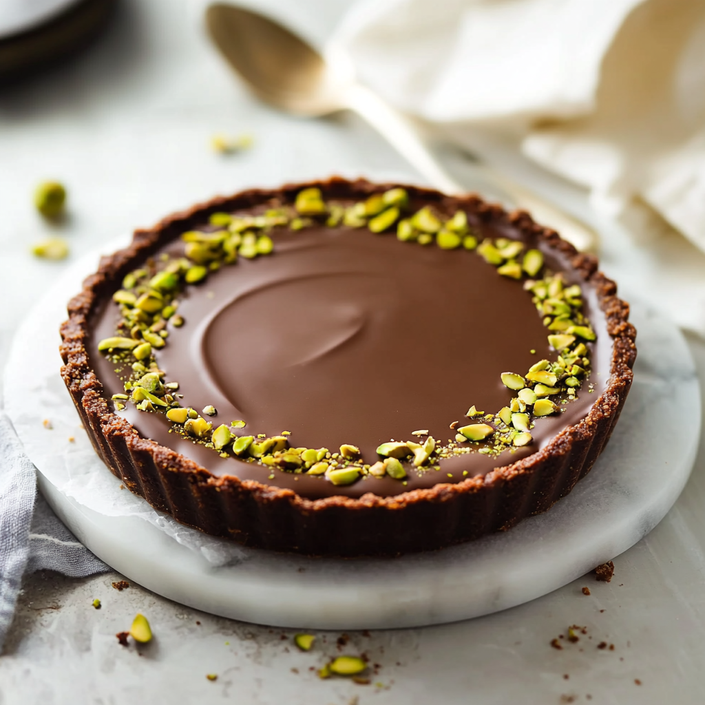 No-Bake Chocolate Tart with Pistachio Paste