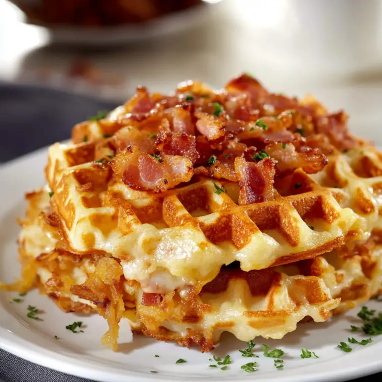 Bacon and Cheese Loaded Hashbrown Waffles