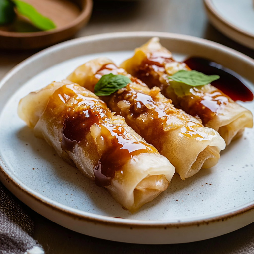Baked Apple Pie Rice Paper Rolls