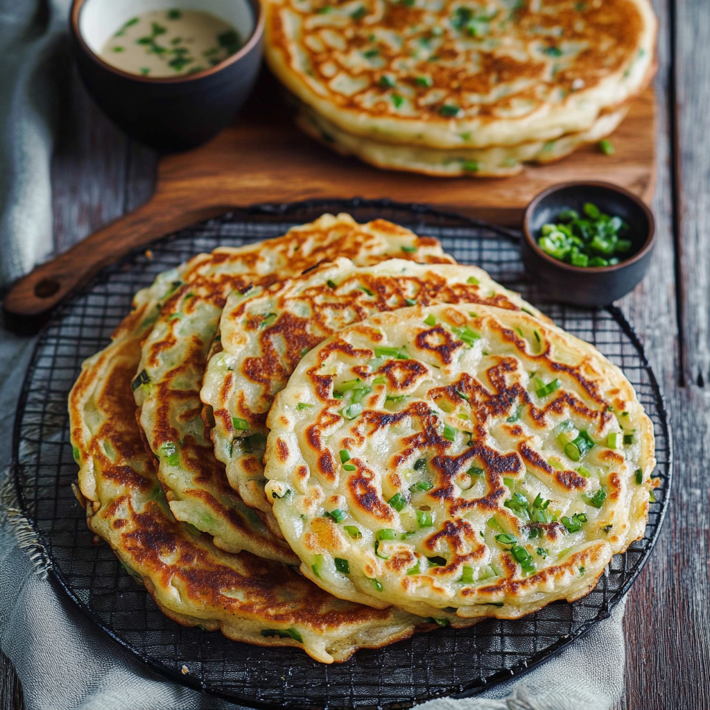 Scallion Pancakes with Dipping Sauce aka Cong You Bing