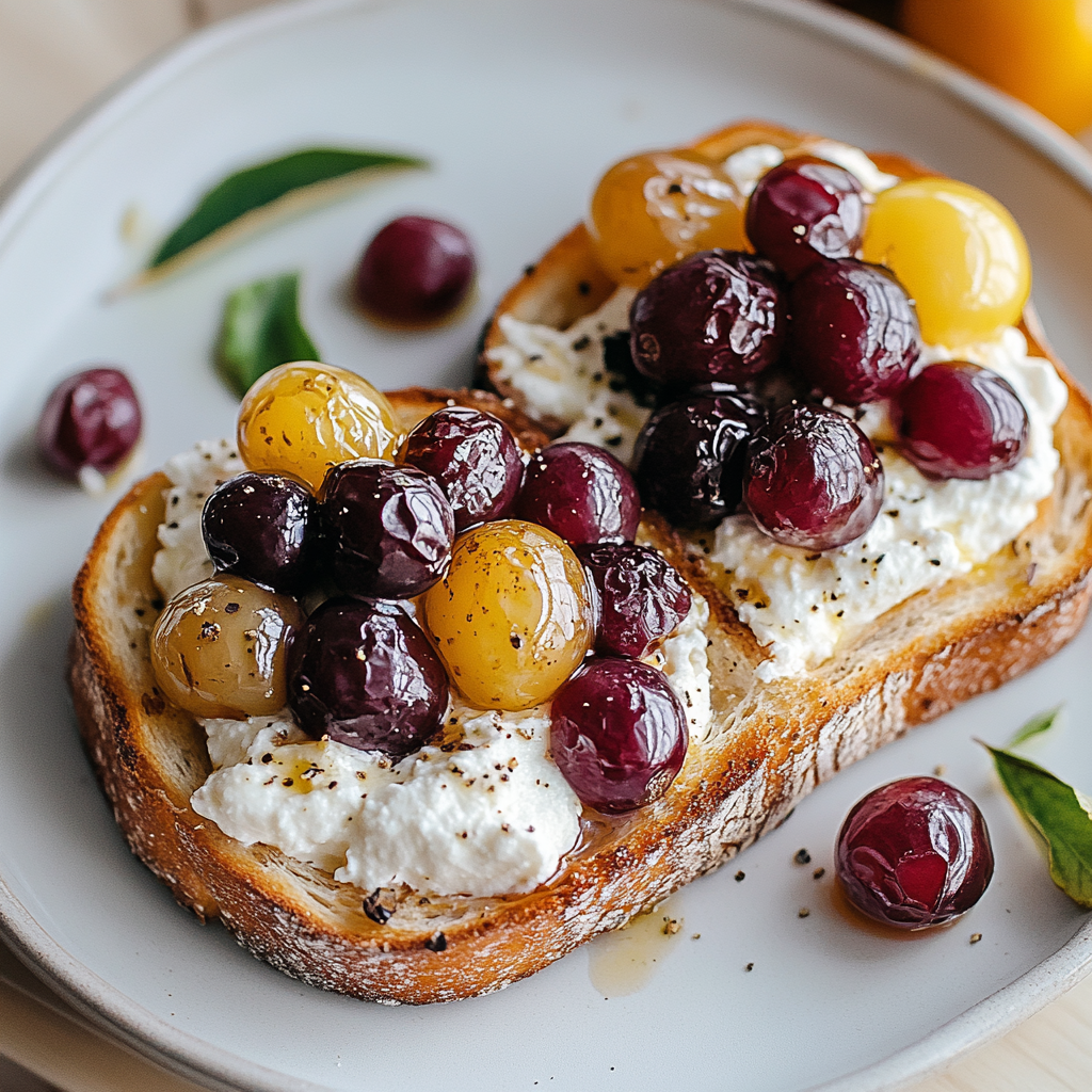 Roasted Grape and Ricotta Toast