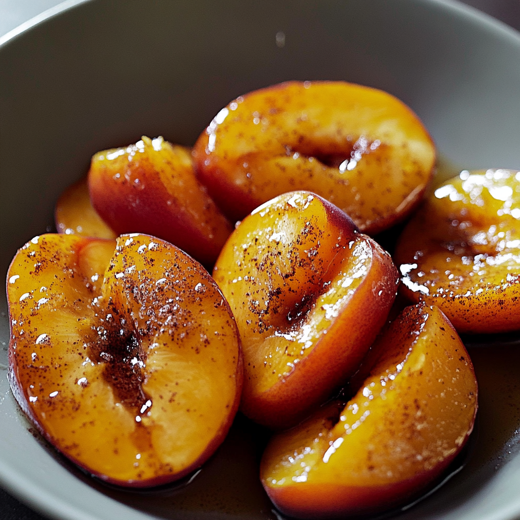 Easy Pan Fried Peaches with Sugar and Cinnamon