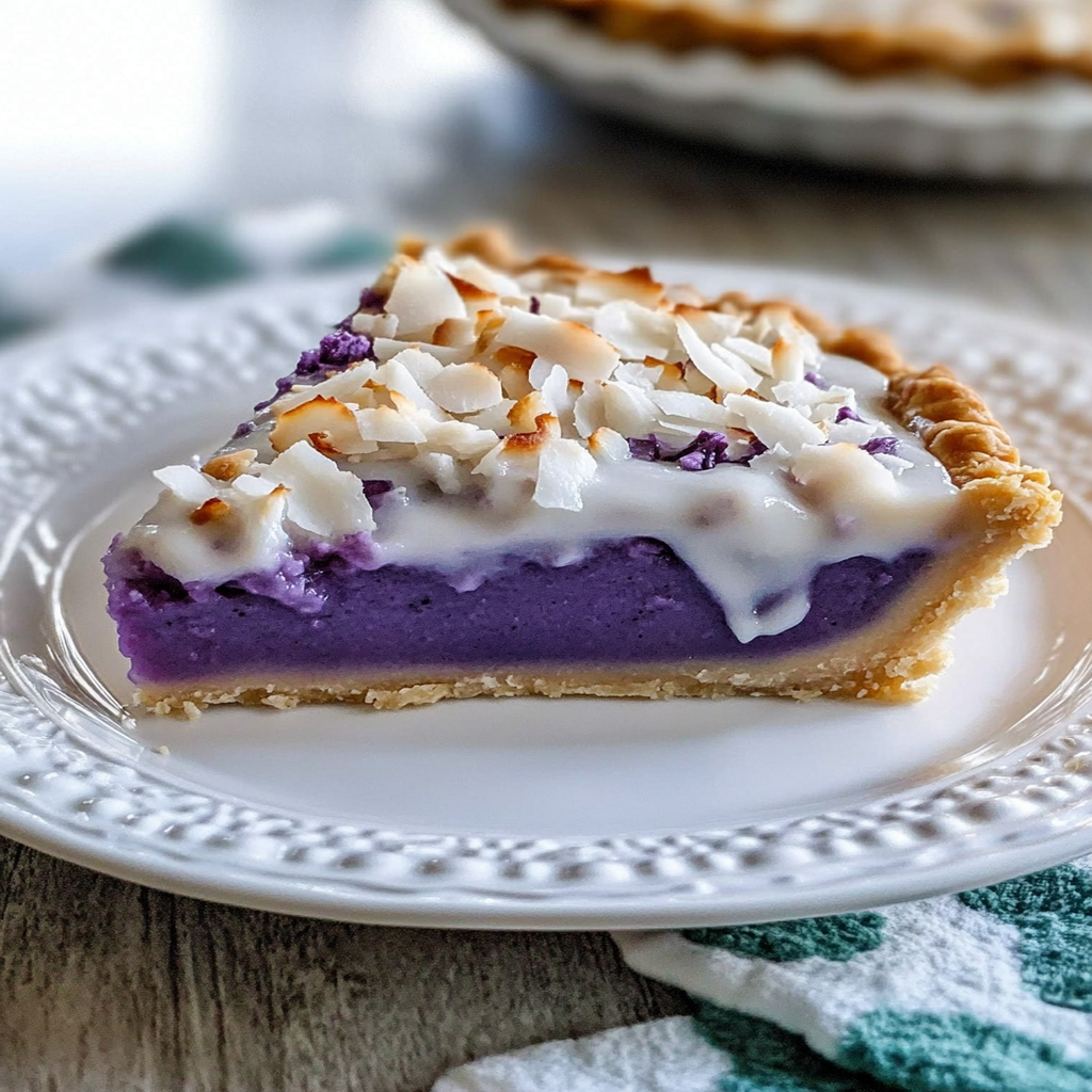 Purple Sweet Potato Pie with Coconut Topping