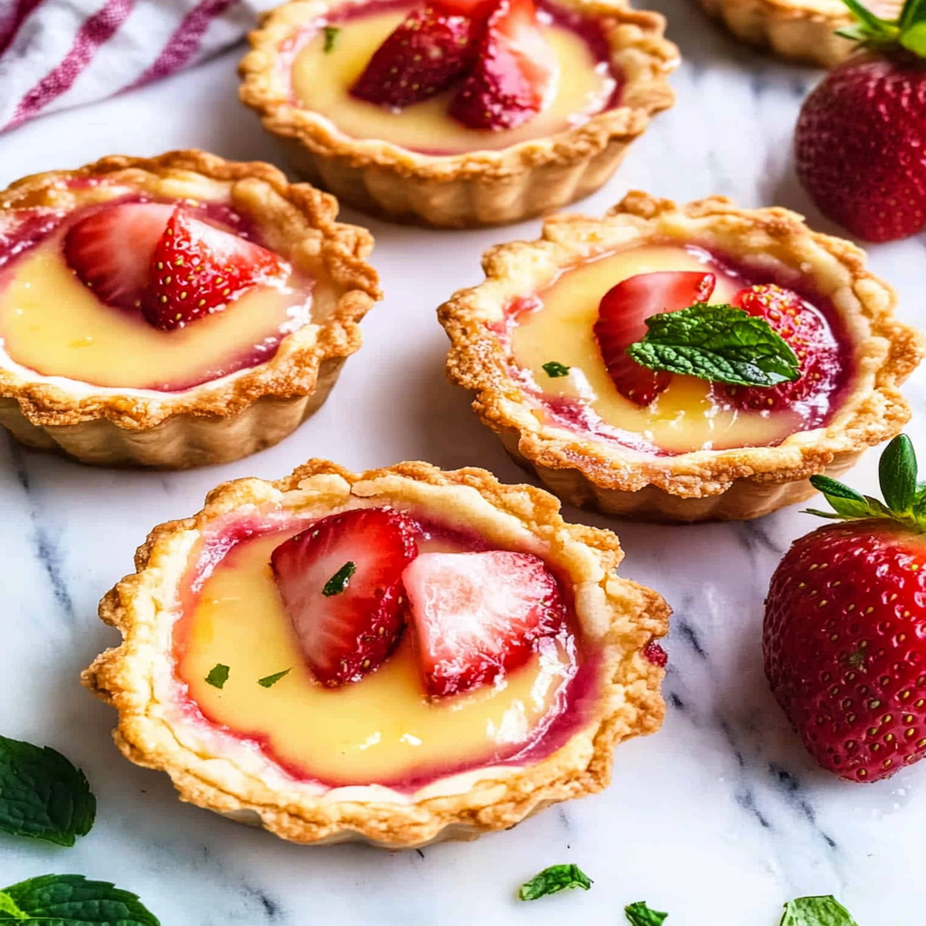 Strawberry Honey Custard Tarts with Lemon Curd