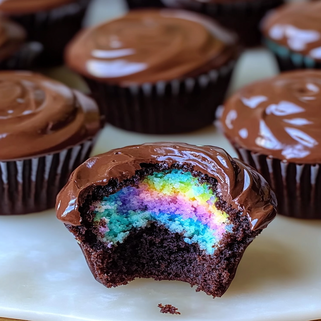 Chocolate Rainbow Cupcakes