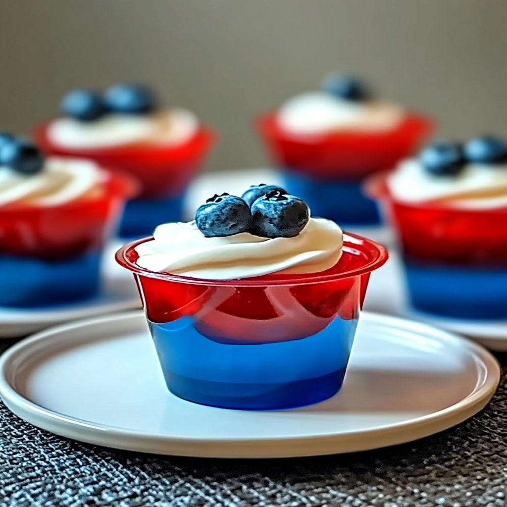 Delightful Red, White, and Blue Jello Cups