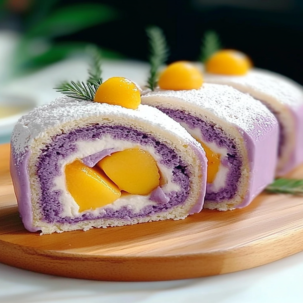 Ube and Mango Roll Cake Delight