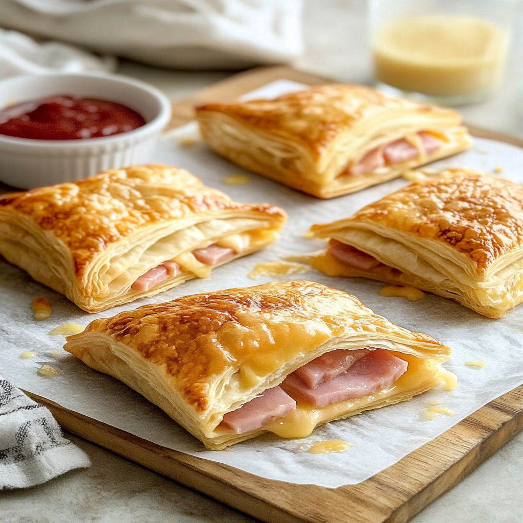 Ham and Cheese Puff Pastry Pockets