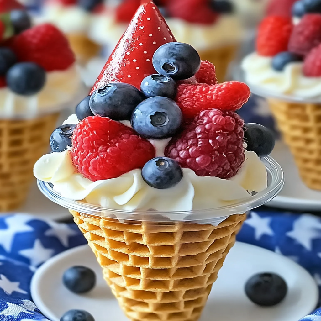 Patriotic Fruit Cones for Summer Celebrations