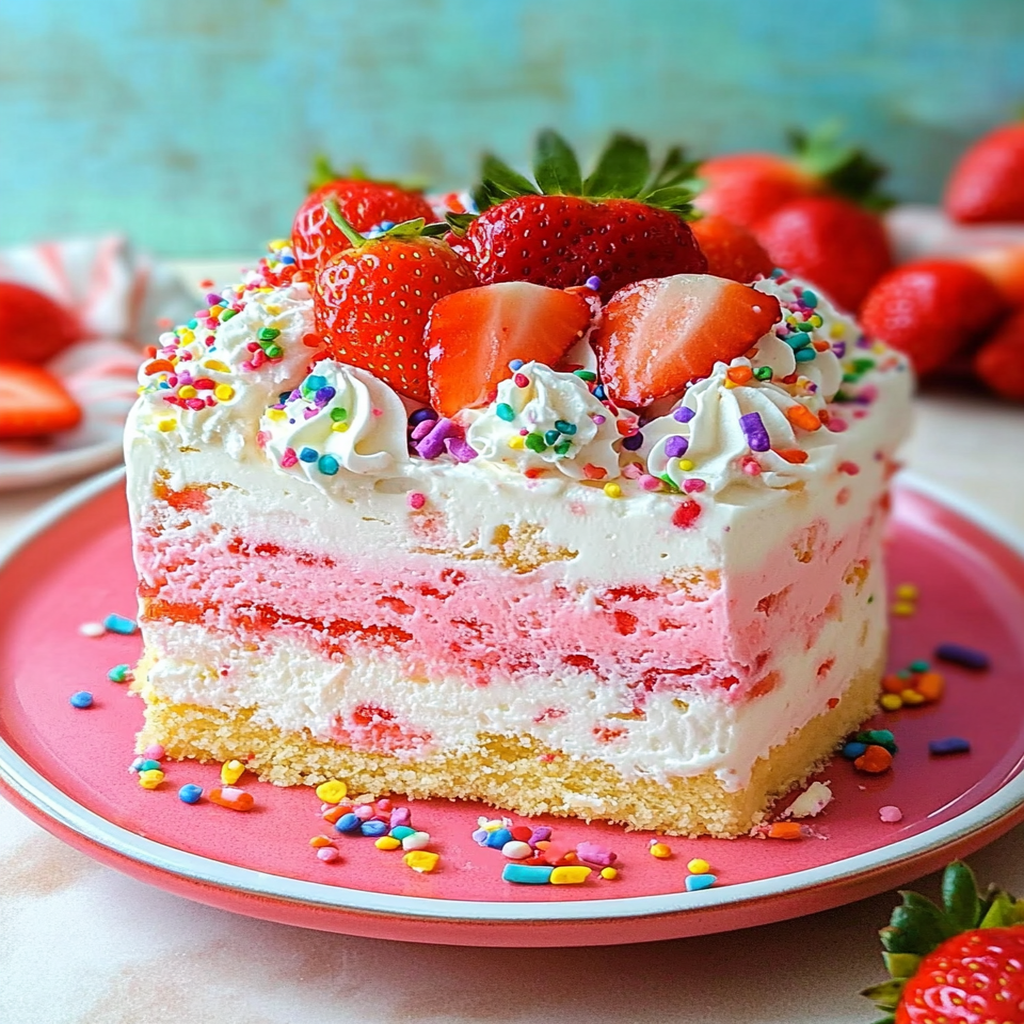 Strawberry Funfetti Ice Cream Cake