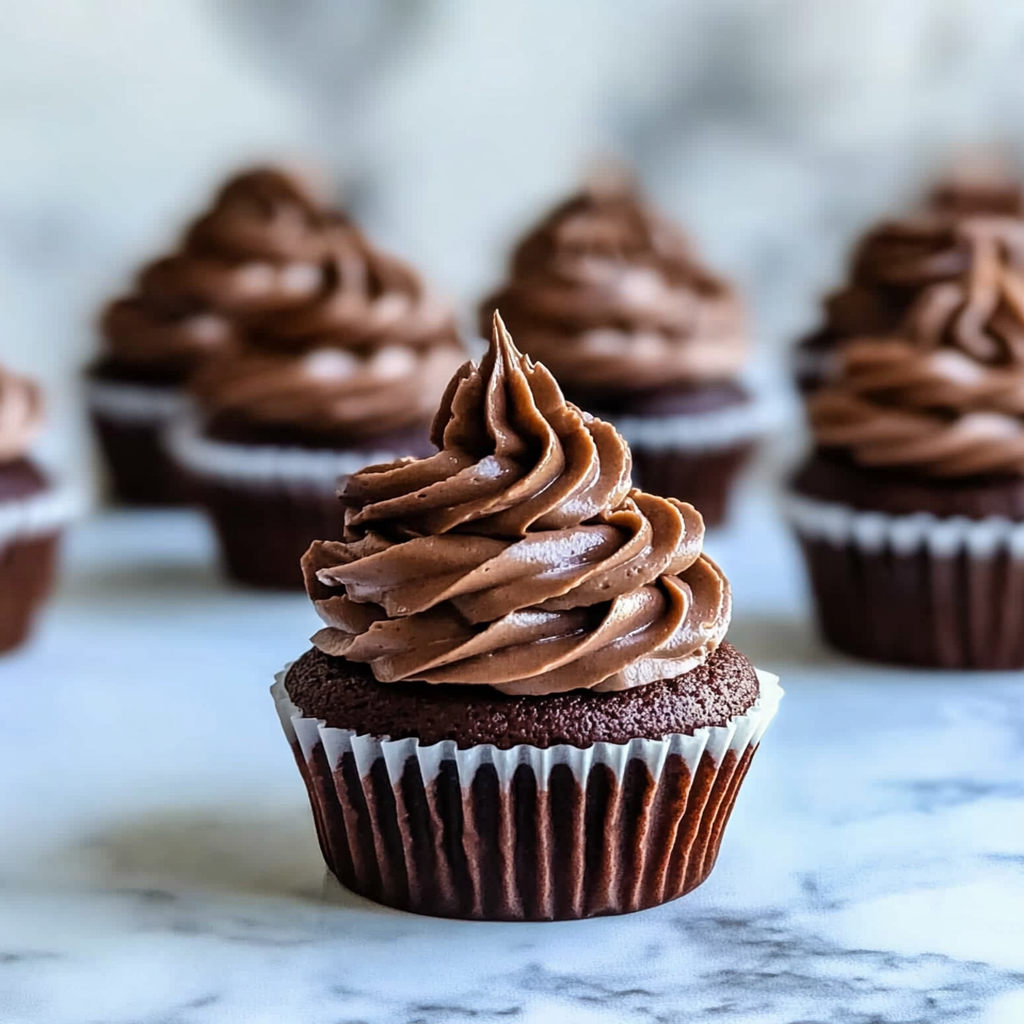 Swirled Chocolate Cupcakes with Creamy Chocolate Filling