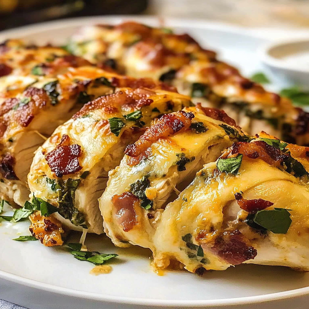 Cheesy Bacon Hasselback Chicken