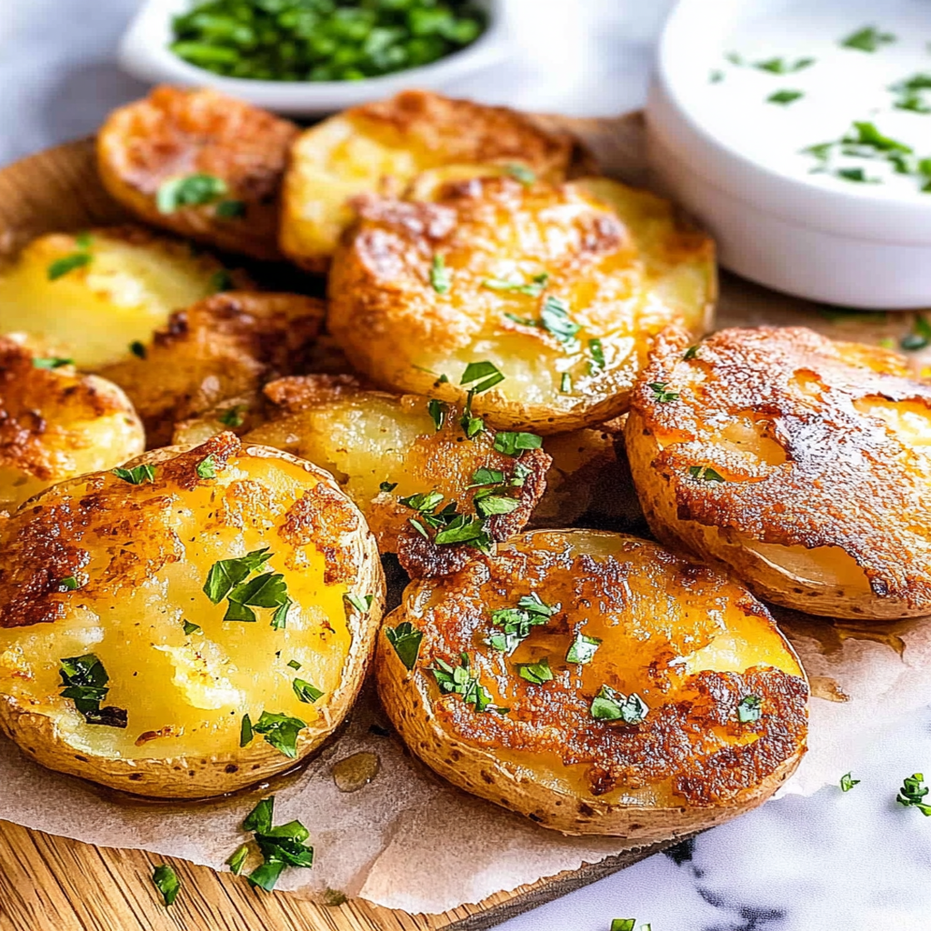 Crispy Garlic Smashed Potatoes