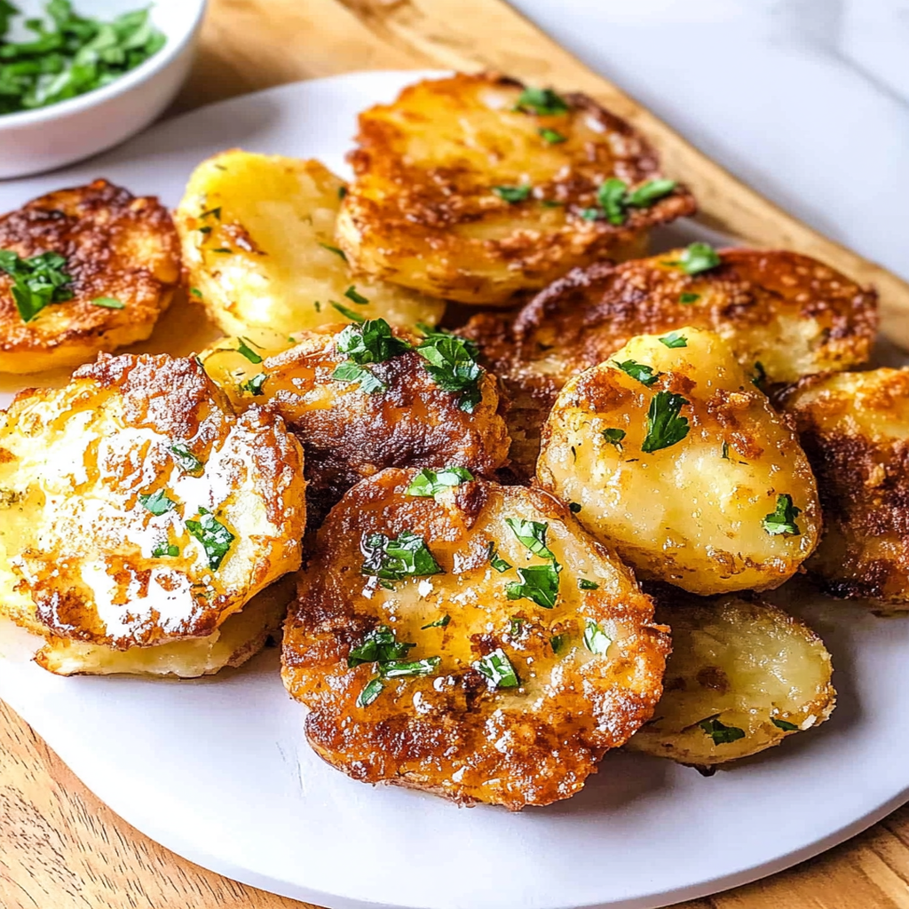 Crispy Garlic Smashed Potatoes