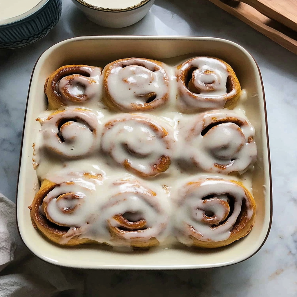 Pumpkin Cinnamon Rolls with Maple Cream Cheese Icing