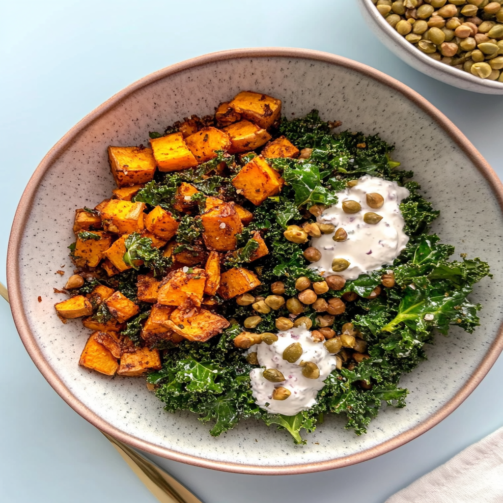 Roasted Sweet Potato and Kale Bowl