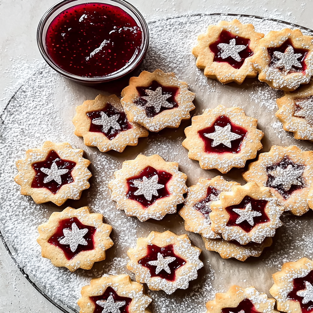 Linzer Cookies with Raspberry Jam