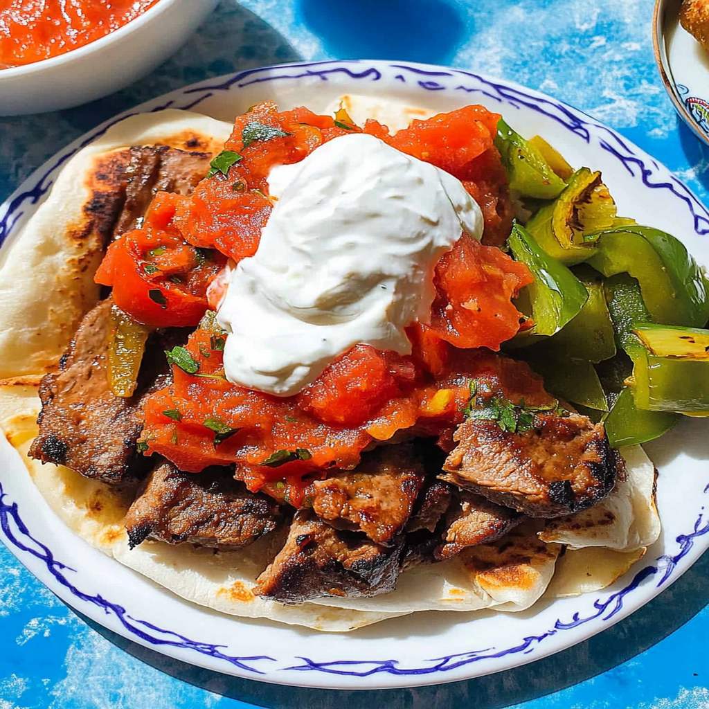 İskender Kebab (Döner Kebab with Yogurt and Tomato Sauce)
