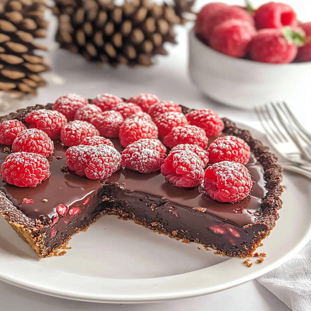 No Bake Chocolate Raspberry Tart