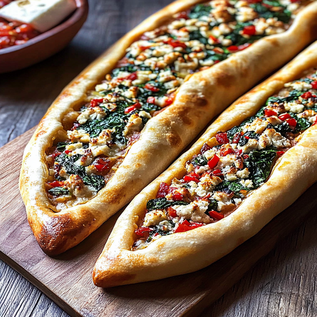 Pide (Cheese and Spinach Flatbread)