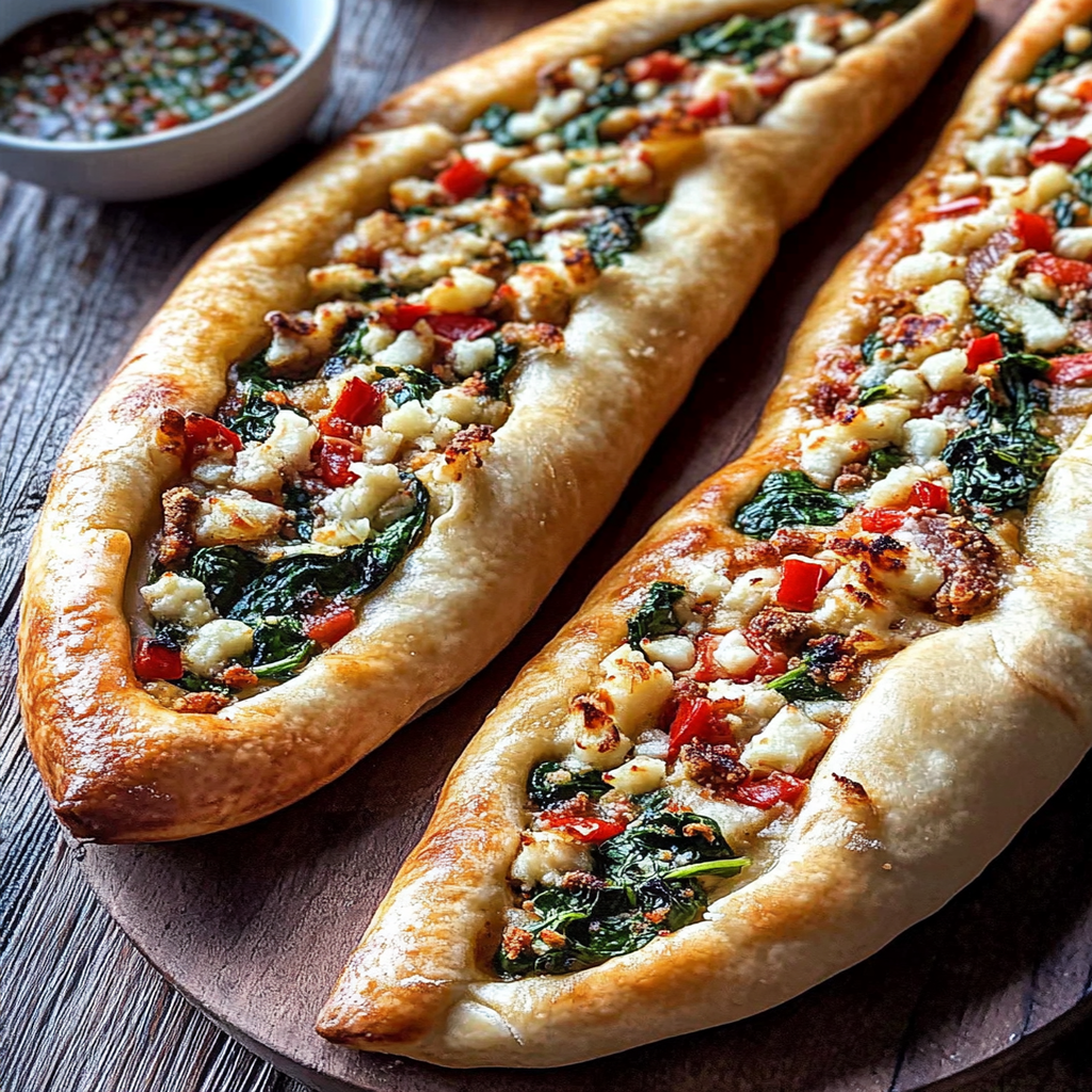 Pide (Cheese and Spinach Flatbread)