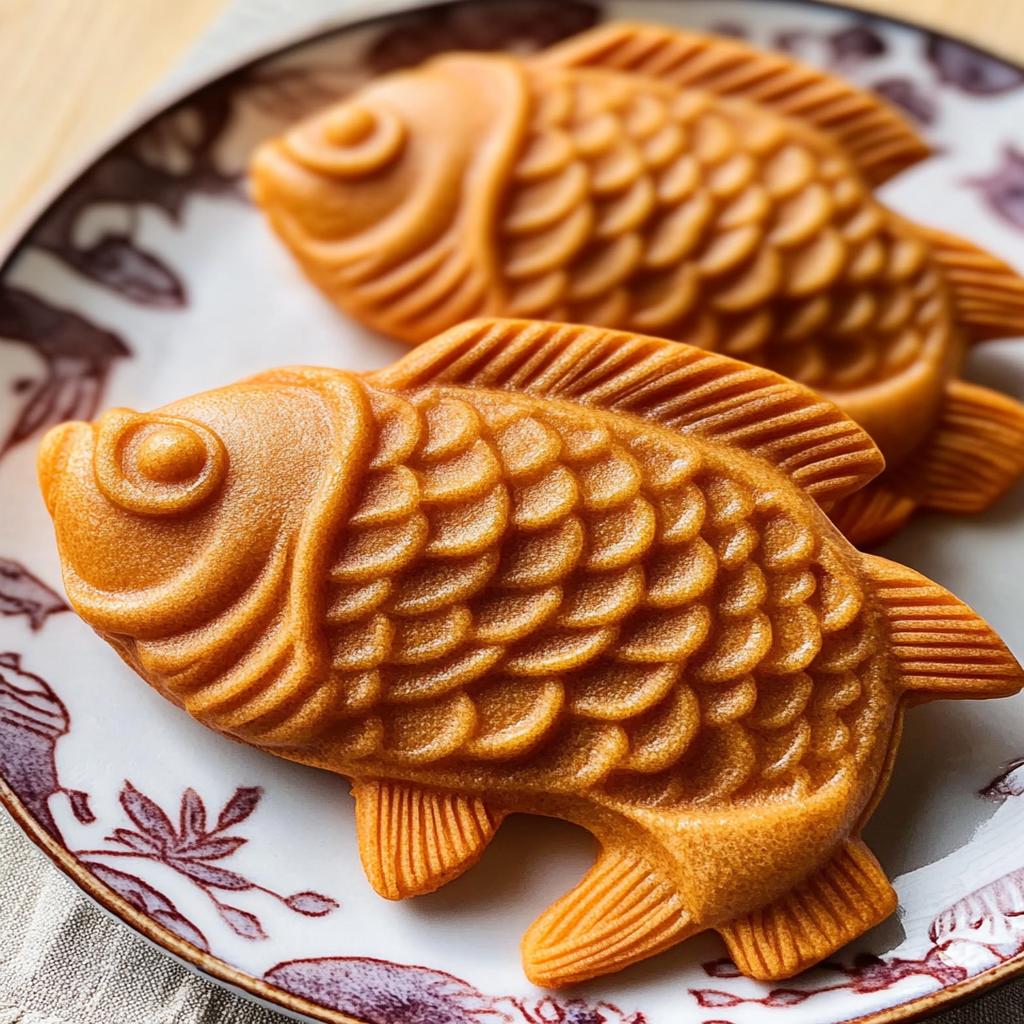 Taiyaki (Fish-Shaped Custard or Red Bean Pastry)