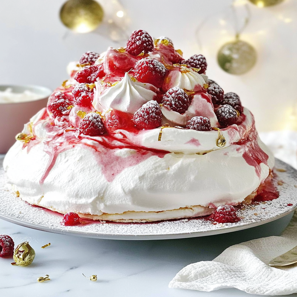 Turkish Delight Pavlova with Raspberry Sherbet
