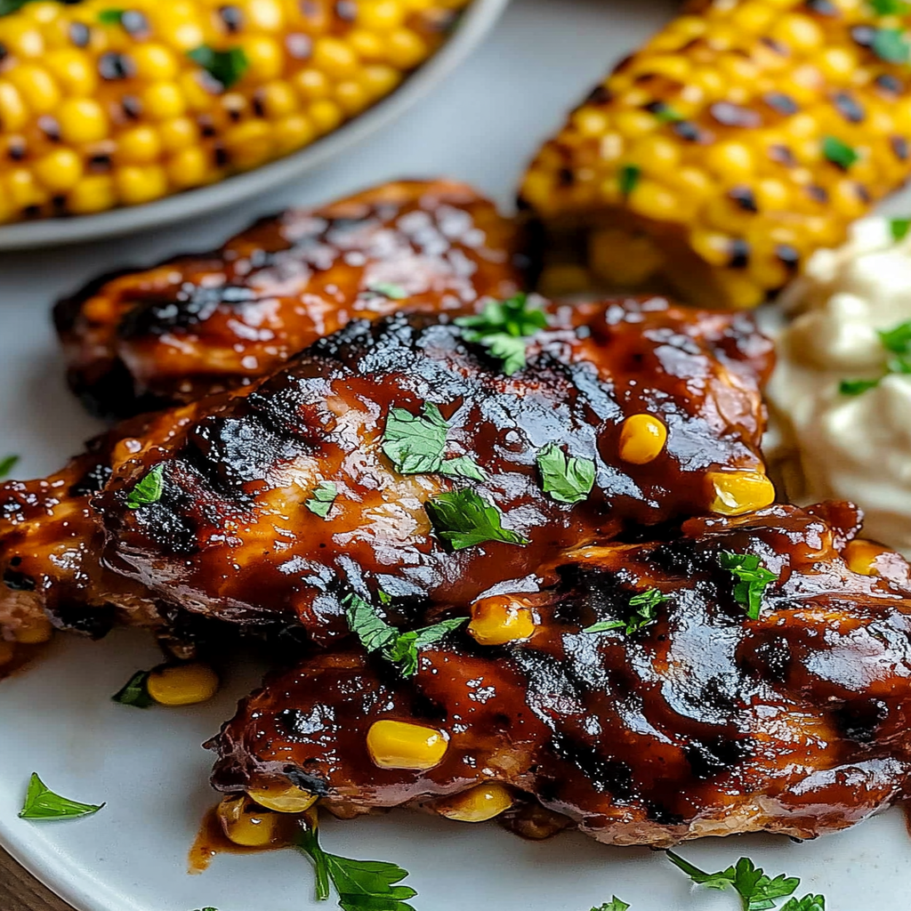 Chipotle Beer BBQ Chicken with Creamed Grilled Corn