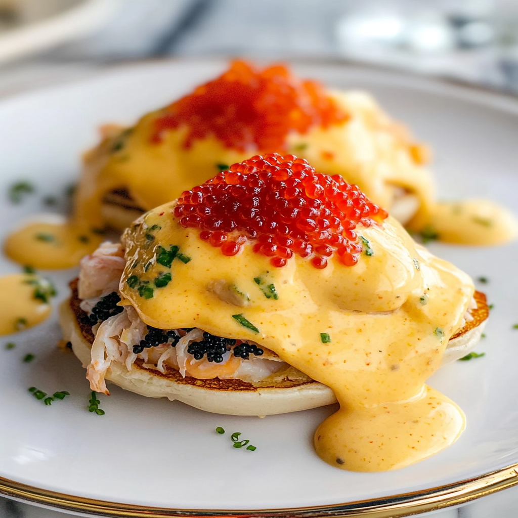 Crab Eggs Benedict with Caviar
