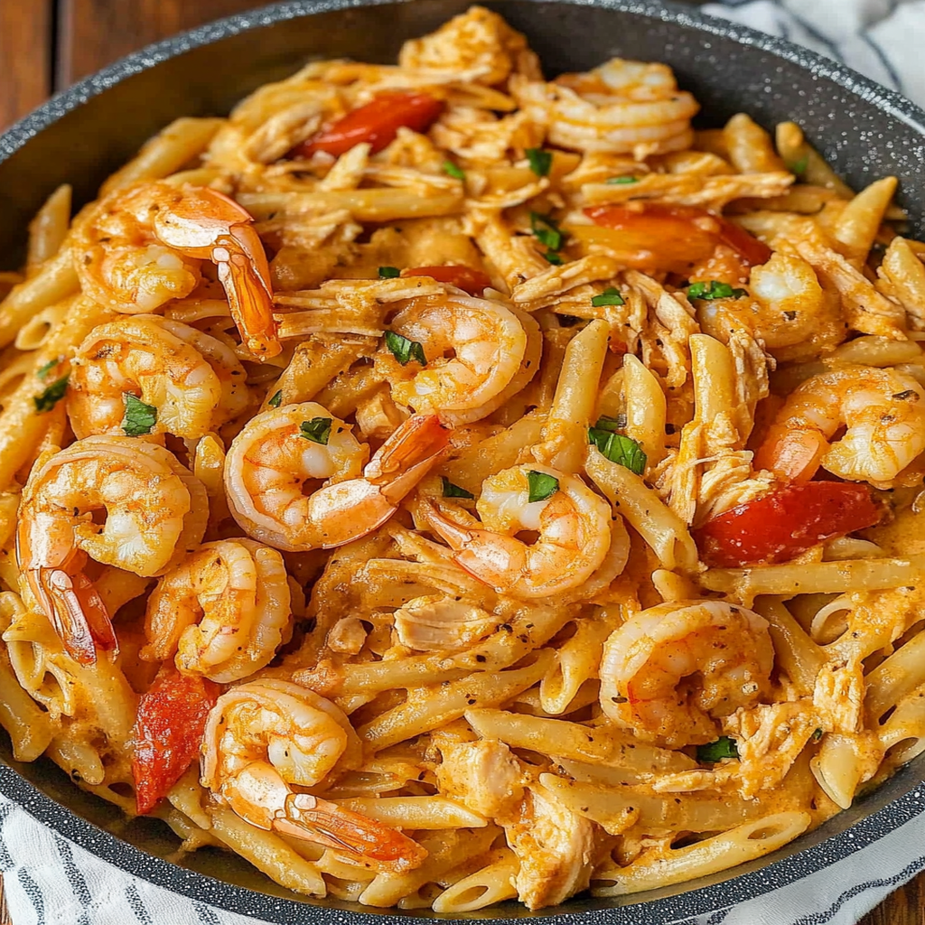 Creamy Cajun Shrimp & Chicken Pasta