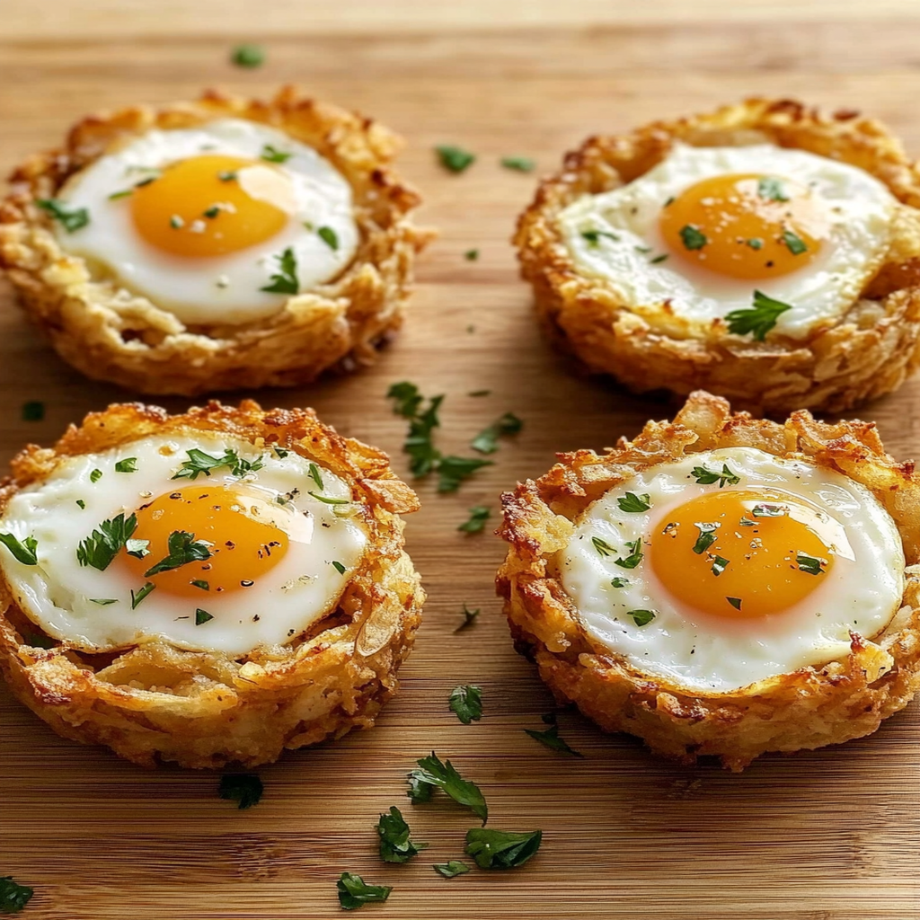 Eggs in Hash Brown Baskets