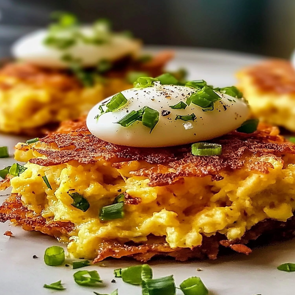 Loaded Hash Browns with Scrambled Eggs