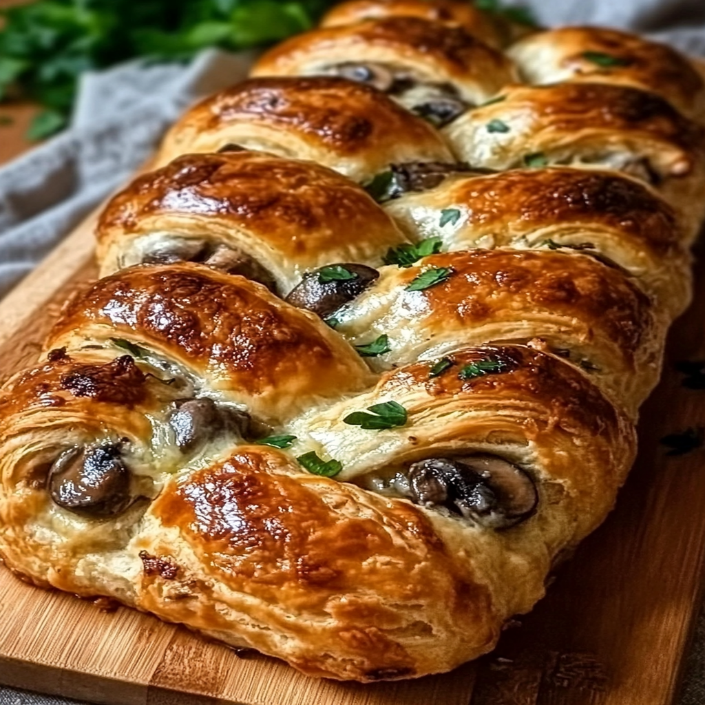 Savory Mushroom Gruyère Puff Braid