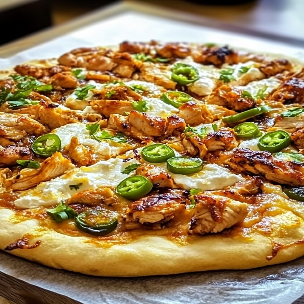 Spicy Chicken and Pickled Jalapeño Pizza