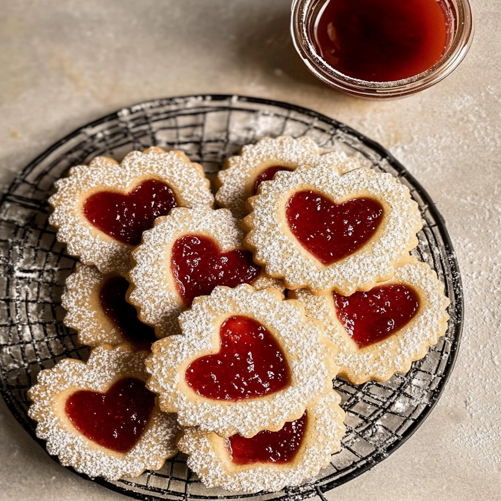 Strawberry Jam Linzer Cookies