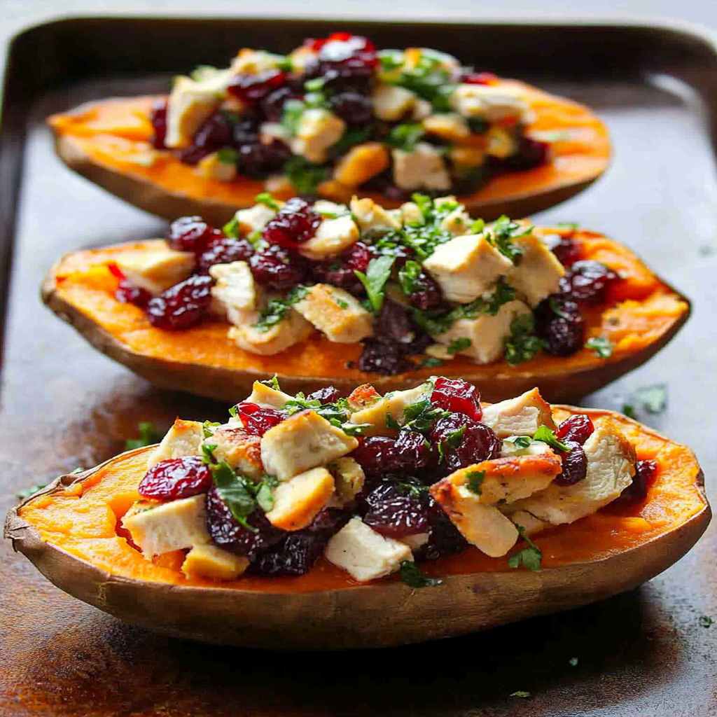 Stuffed Sweet Potatoes with Turkey and Cranberries