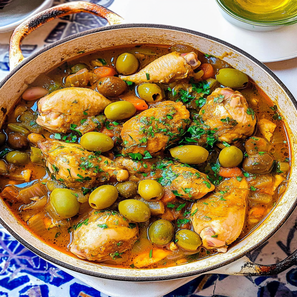 Tajine Zitoune (Chicken & Green Olives Stew)