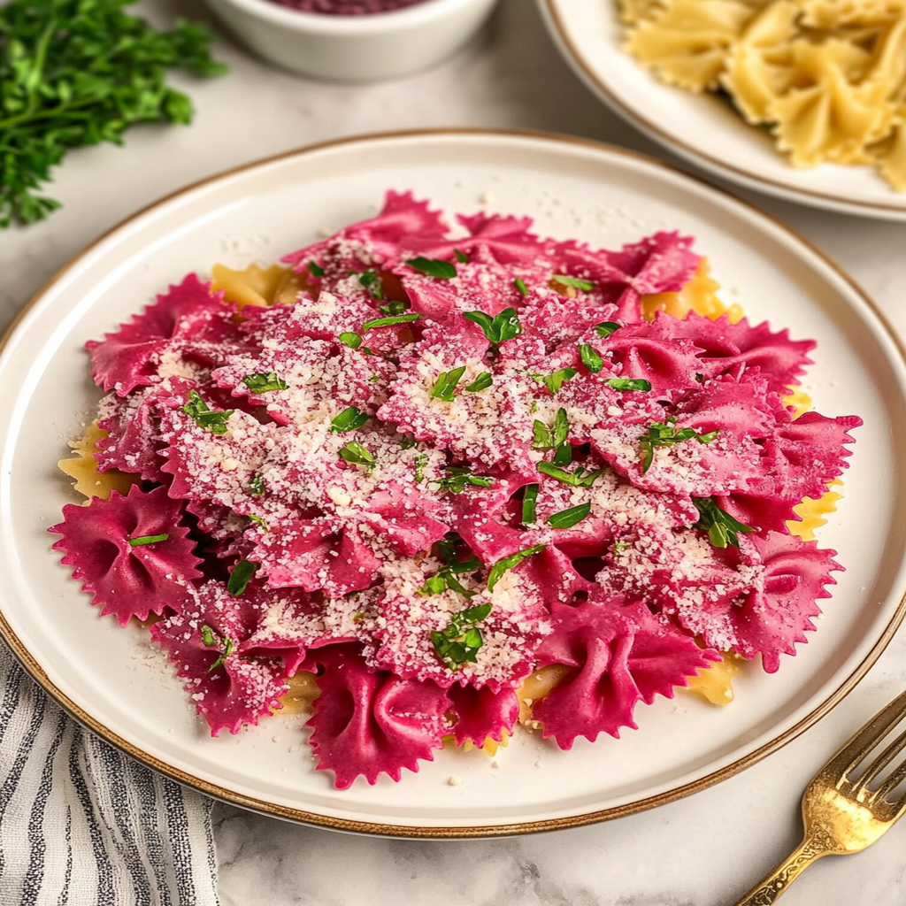 Valentine’s Quick & Easy Creamy Beet Farfalle